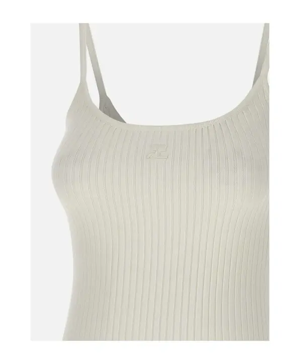 COURREGES Courrèges Ribbed Knit Tank Top - White
