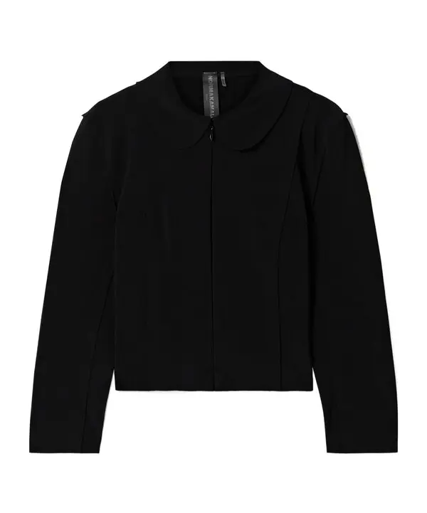 Norma Kamali Peter Pan Collar Cropped Jacket - Black