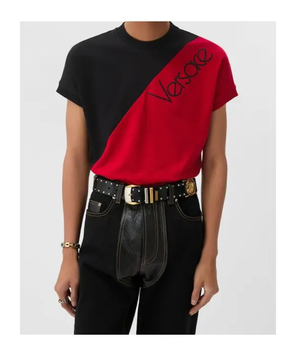 Versace Embroidered-logo Stretch Cotton-jersey Slim T-shirt
