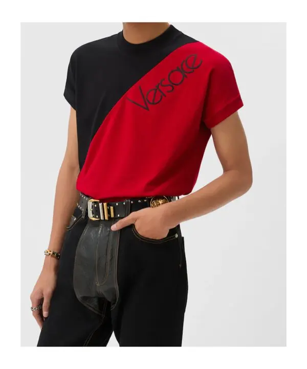 Versace Embroidered-logo Stretch Cotton-jersey Slim T-shirt