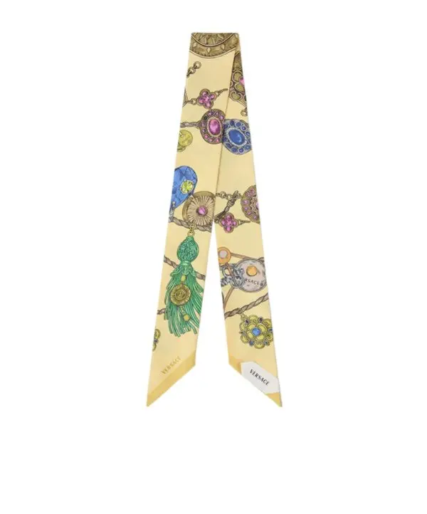 Versace Jewellery-print Silk Scarf - Yellow