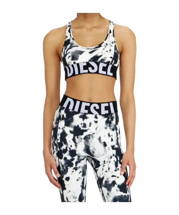 DIESEL® Sports Bra In Printed Microfibre - White/black