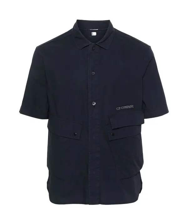 C.P. COMPANY Embroidered-logo Cotton Shirt - Black