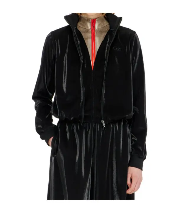DIESEL® Zipped Sweatshirt With Shiny Piquet Effect
