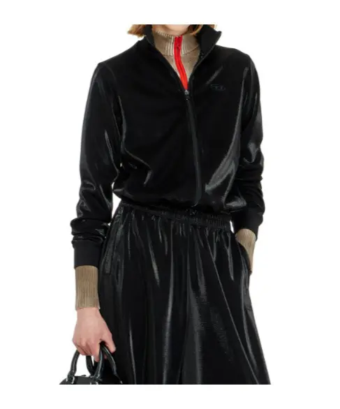DIESEL® Zipped Sweatshirt With Shiny Piquet Effect