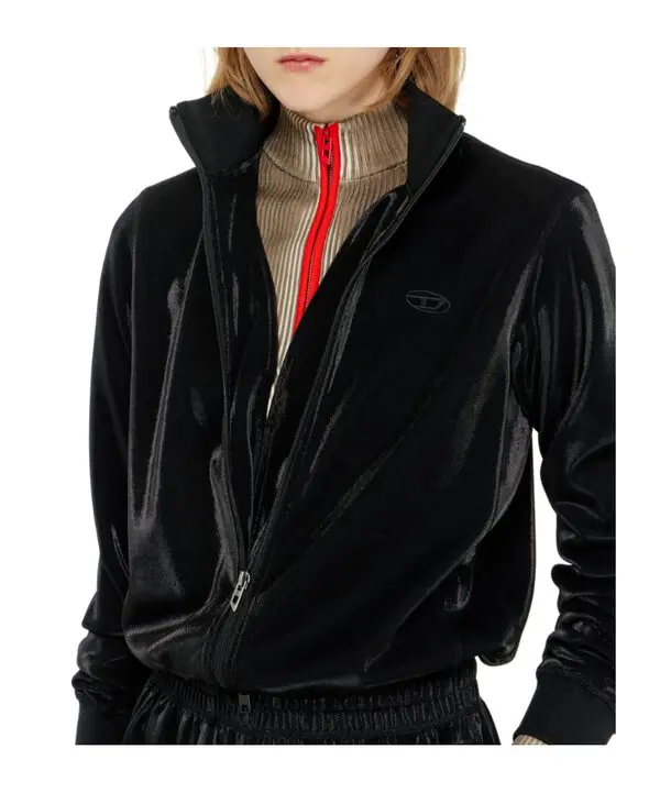 DIESEL® Zipped Sweatshirt With Shiny Piquet Effect