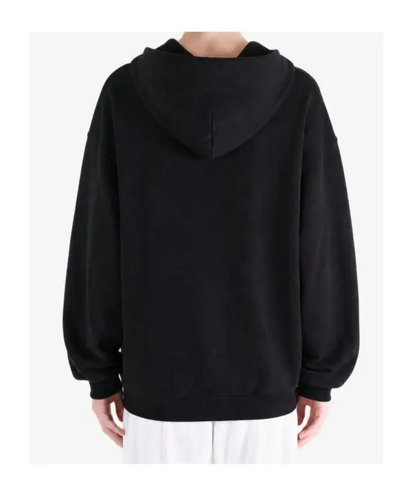 Balenciaga Distressed Graphic Zip-up Hoodie - Black