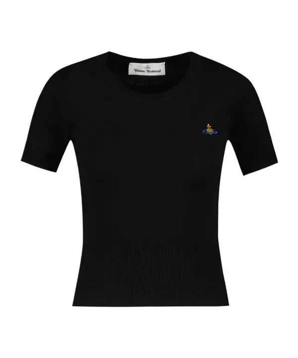 VIVIENNE WESTWOOD Orb Embroidered Knit Top - Black