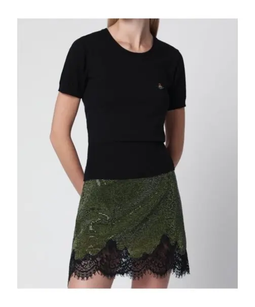 VIVIENNE WESTWOOD Orb Embroidered Knit Top - Black