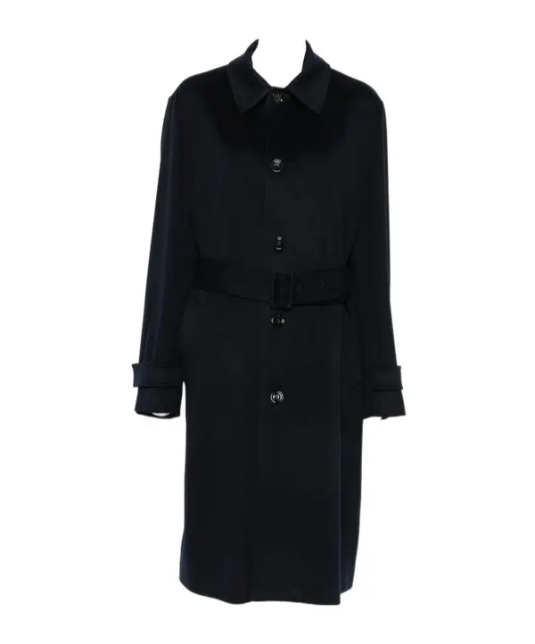 LARDINI Belted Button-up Coat - Navy