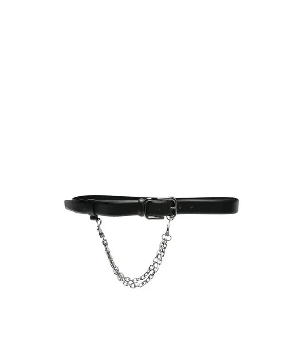 Attico Leather Belt With Chain Detail