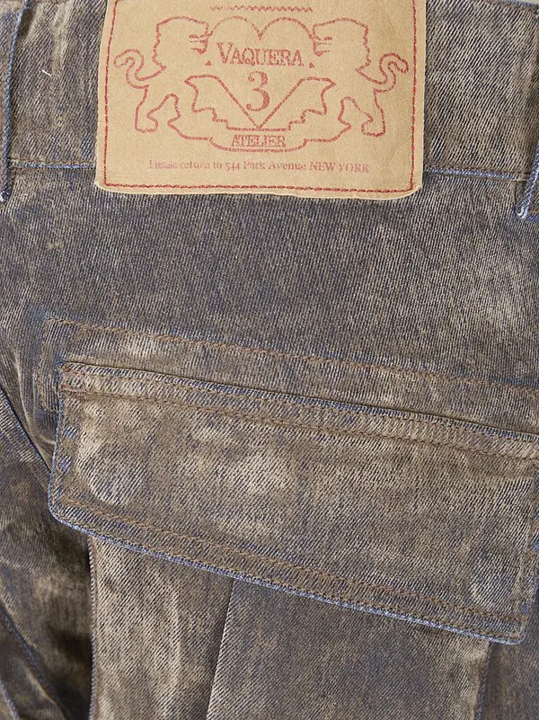 Vaquera Flocked Denim Cargo Pants