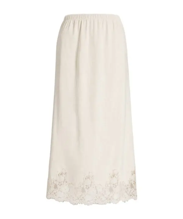 Alberta Ferretti Lace-trimmed Pencil Skirt - Ivory