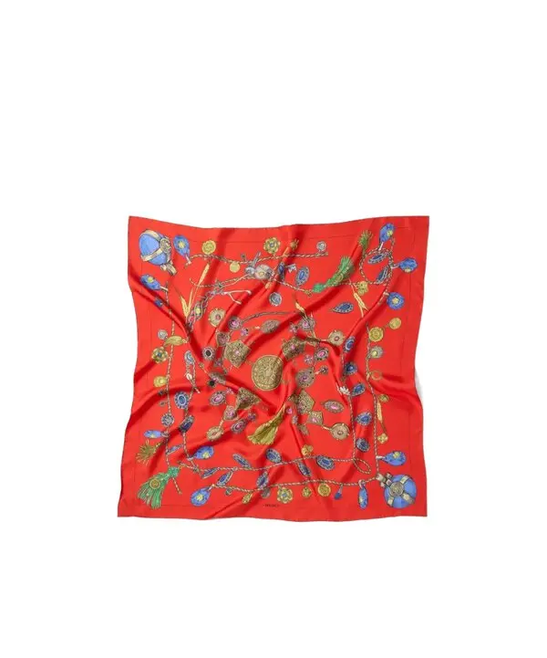 Versace Patterned Silk Scarf - Red