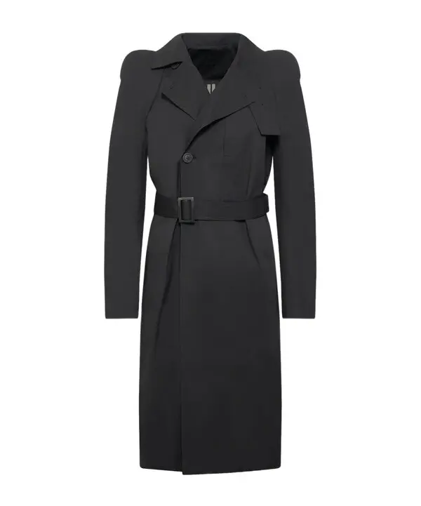 Rick Owens Long Sleeve Button-fastening Trench Coat - Black