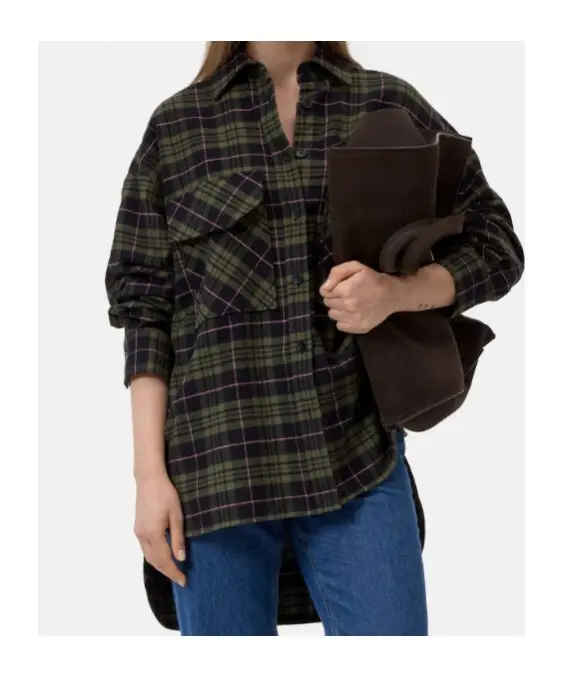 Closed Check-pattern Oversized Shirt