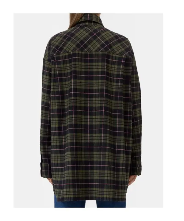 Closed Check-pattern Oversized Shirt
