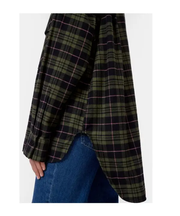 Closed Check-pattern Oversized Shirt