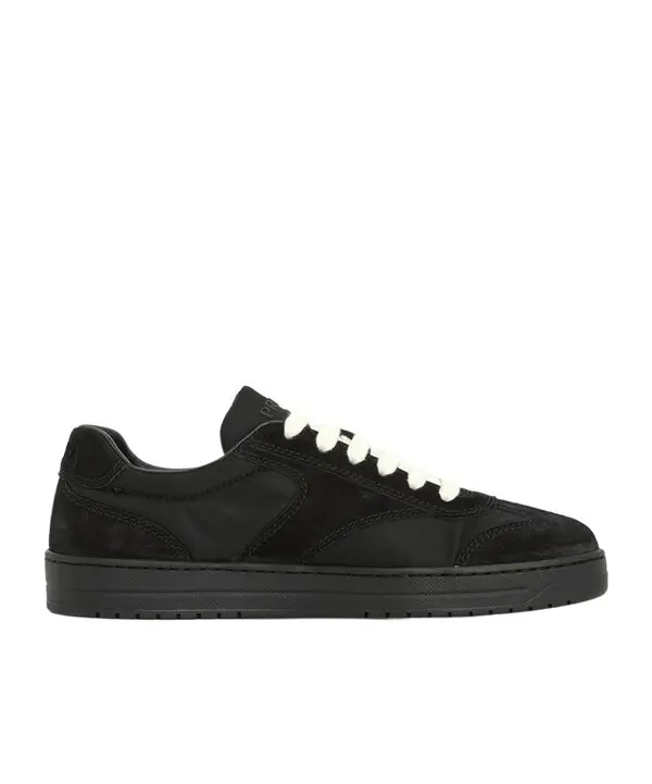 Prada Lace Up Round Toe Sneakers - Black