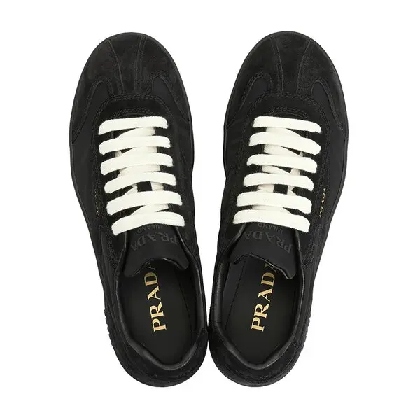 Prada Lace Up Round Toe Sneakers