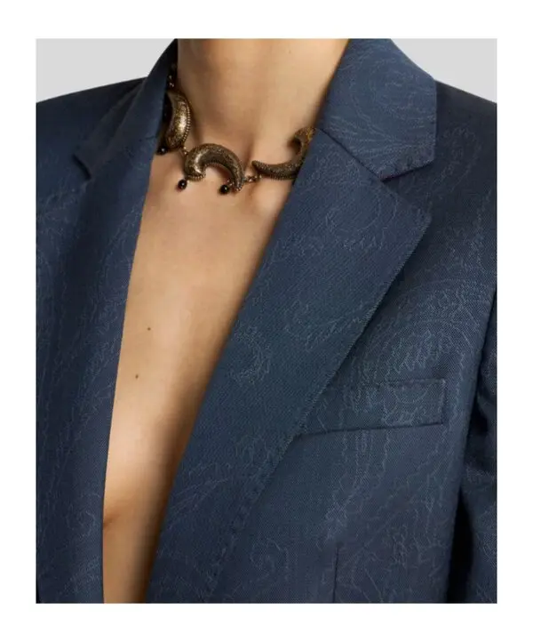 Etro Single-breasted Wool Jacquard Jacket With Paisley Motif