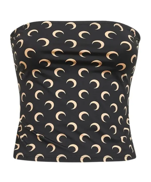 MARINE SERRE Printed Moon Strapless Top