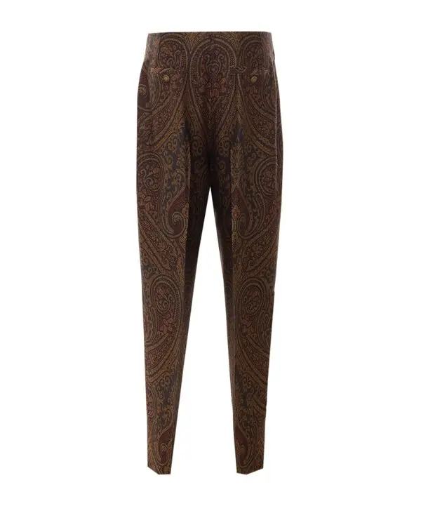 Etro Wool-blend Paisley Jacquard Trousers With Pegaso Buttons