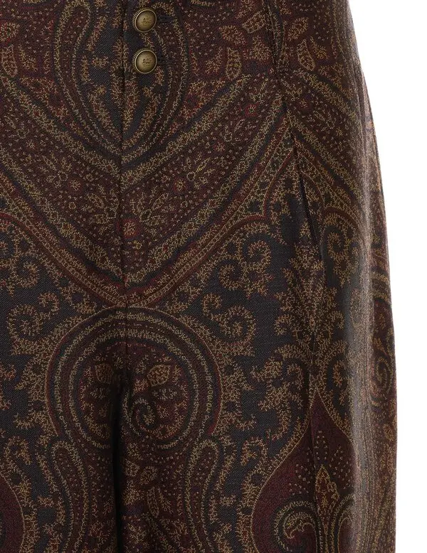 Etro Wool-blend Paisley Jacquard Trousers With Pegaso Buttons