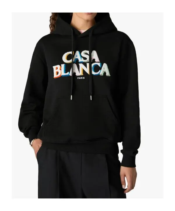 Casablanca Stacked Logo Embroidered Hooded Sweatshirt