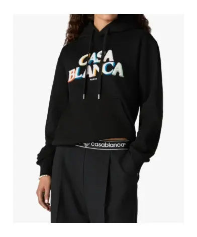 Casablanca Stacked Logo Embroidered Hooded Sweatshirt