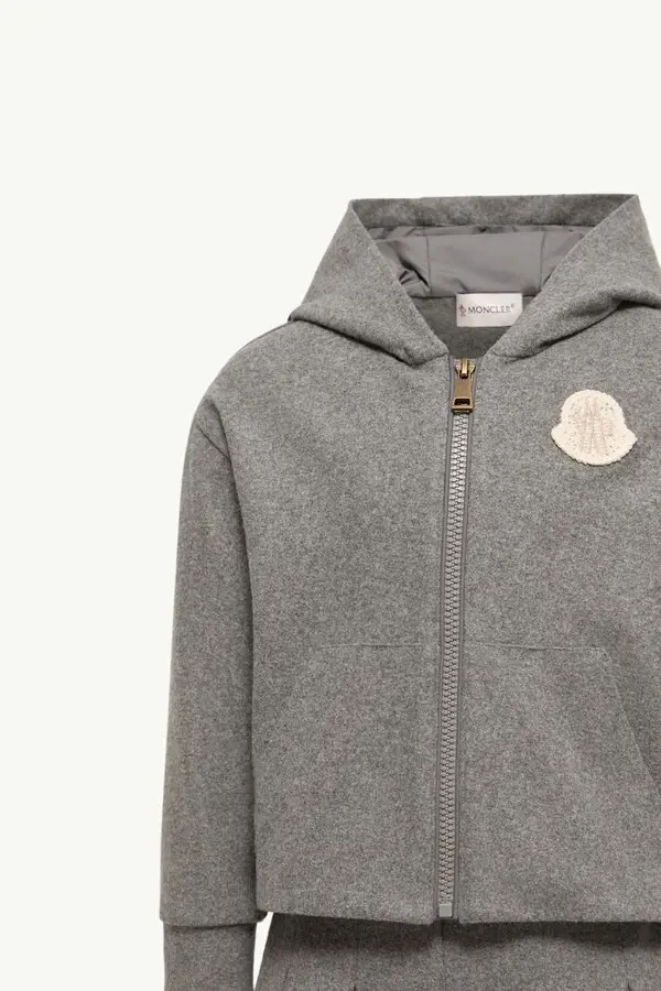 Moncler Wool Jersey Zip-up Hooded Top And Pleated Shorts Set