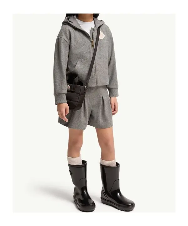 Moncler Wool Jersey Zip-up Hooded Top And Pleated Shorts Set