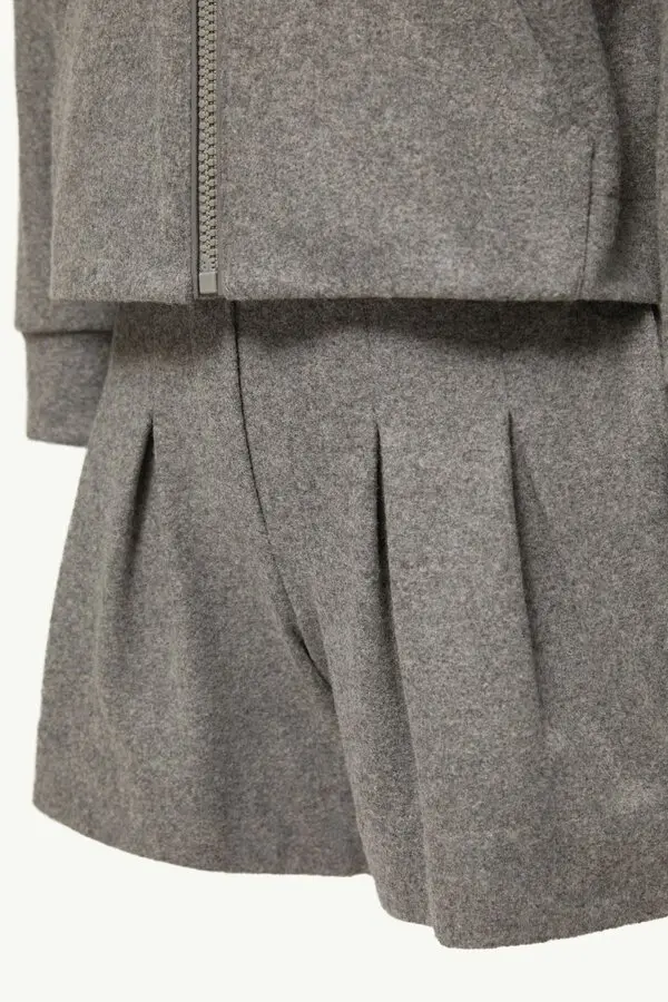 Moncler Wool Jersey Zip-up Hooded Top And Pleated Shorts Set