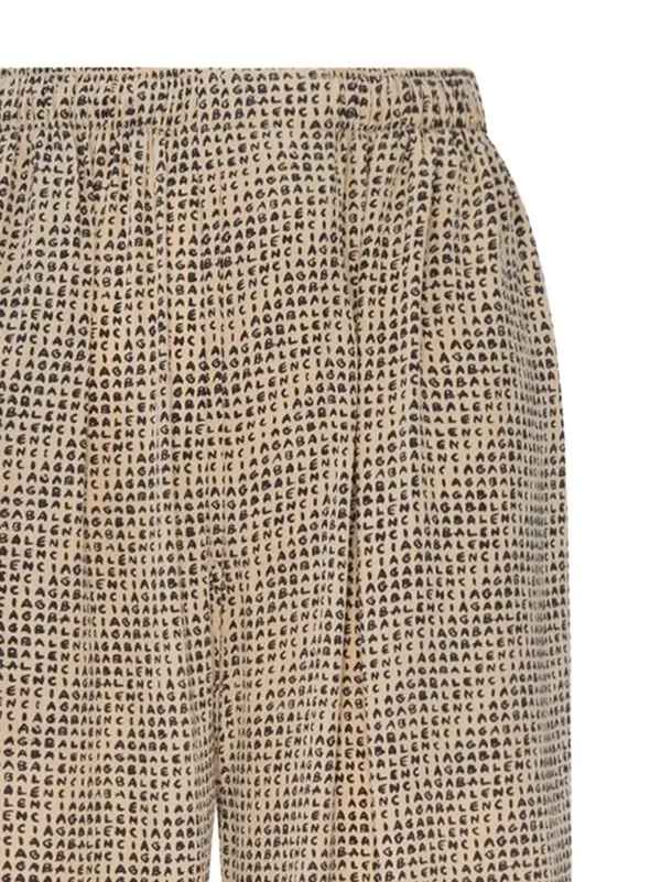 Balenciaga Logo Printed Pyjama Pants - Beige/black