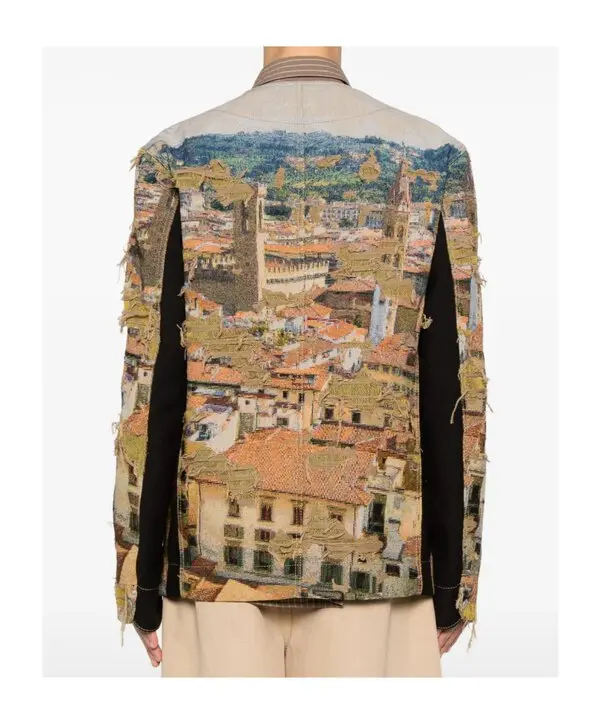 Junya Watanabe Tapestry-print Frayed Jacket