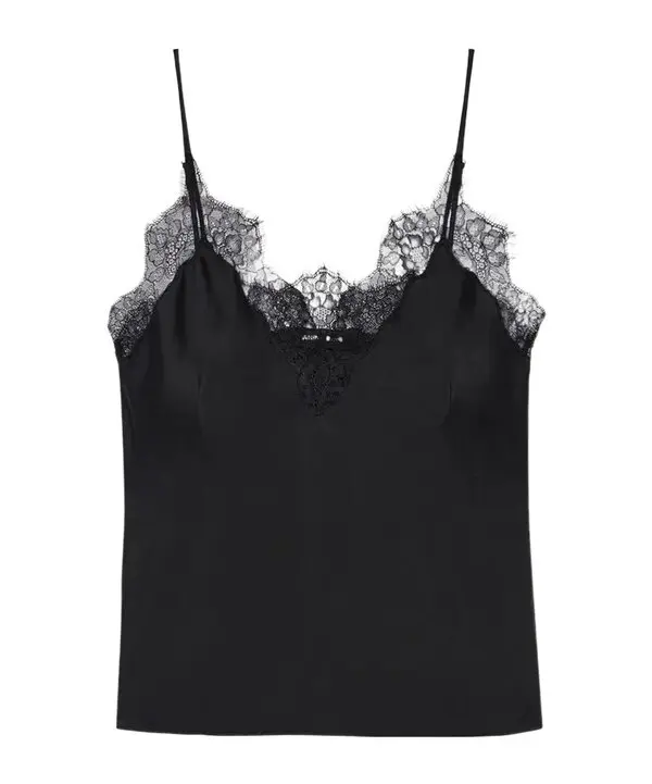 ANINE BING Mael Lace Trim Camisole - Black