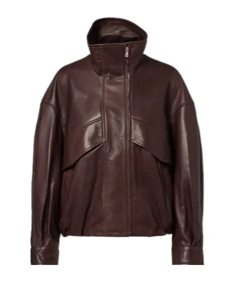 Nour Hammour Roland Leather Bomber Jacket - Black