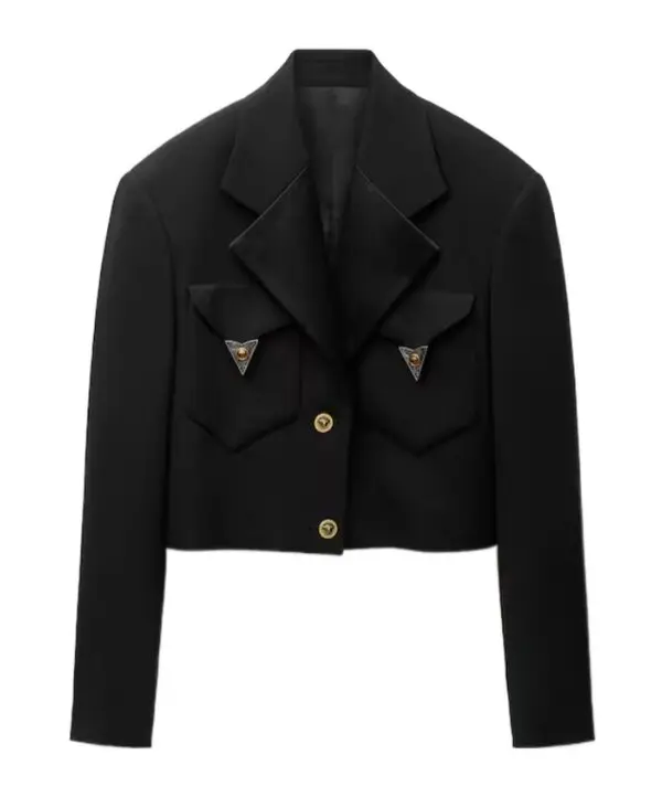 Versace Wool Crop Blazer - Black