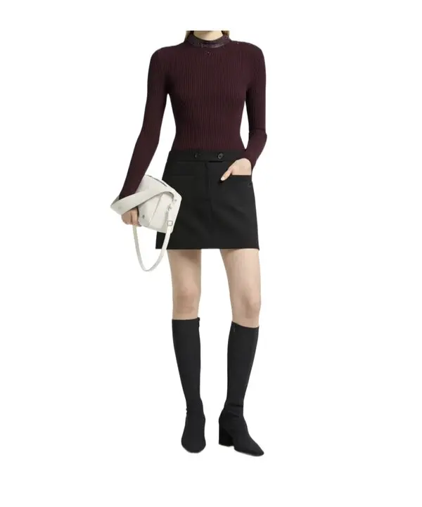 COURREGES Vinyl-collar Ribbed-knit Sweater