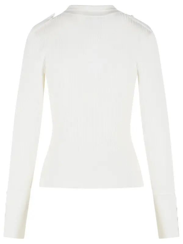 COURREGES Ribbed Knit Polo Top