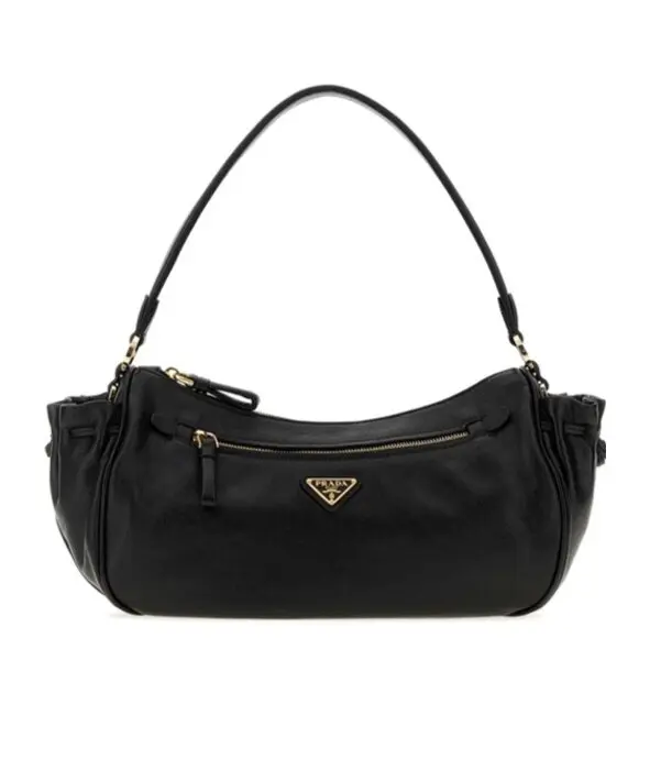 Prada Zippered Shoulder Bag - Black