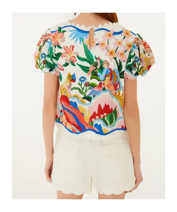Farm Rio Fan-shaped Front Pocket Canvas Shorts
