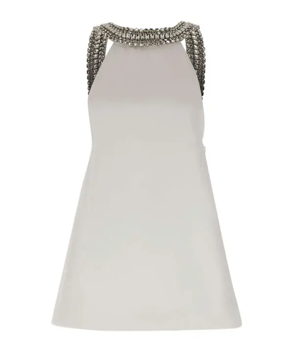 Retrofete Kenai Embellished Neck Mini Dress - White