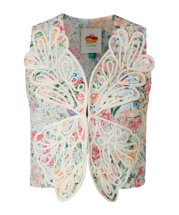 Farm Rio Sleeveless Vest With 3d Embroidery