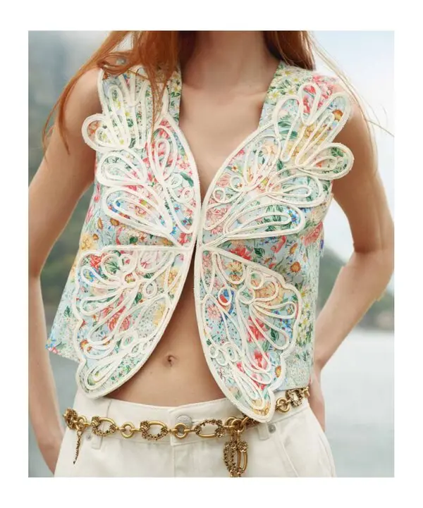 Farm Rio Sleeveless Vest With 3d Embroidery