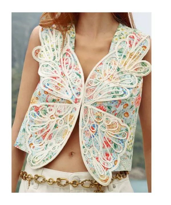 Farm Rio Sleeveless Vest With 3d Embroidery