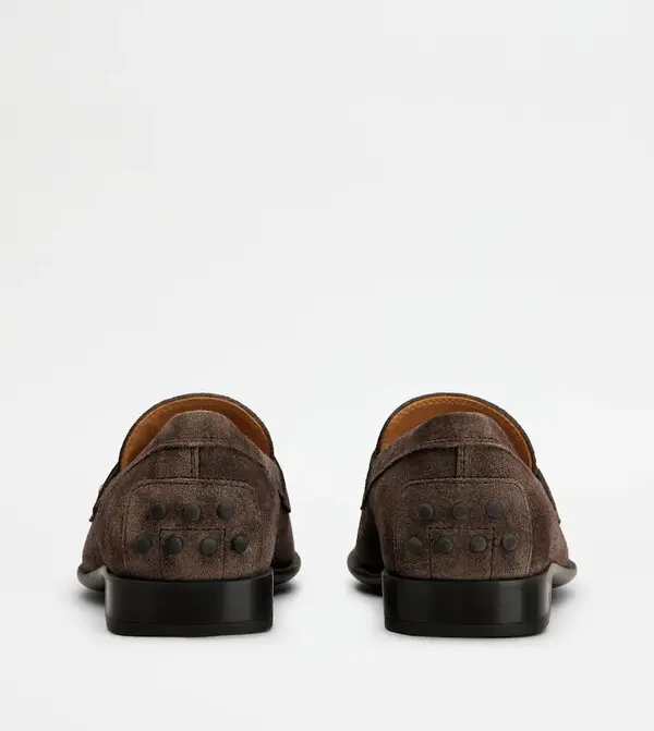 TOD'S Suede Loafers With Metal Logo Detail