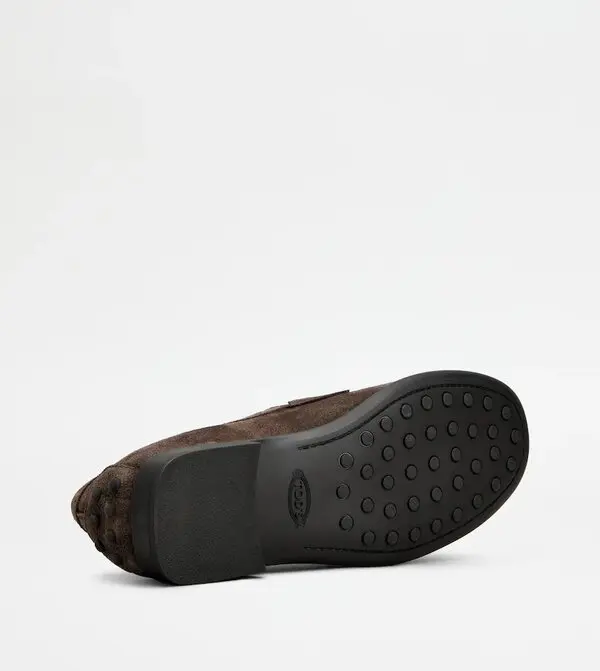 TOD'S Suede Loafers With Metal Logo Detail