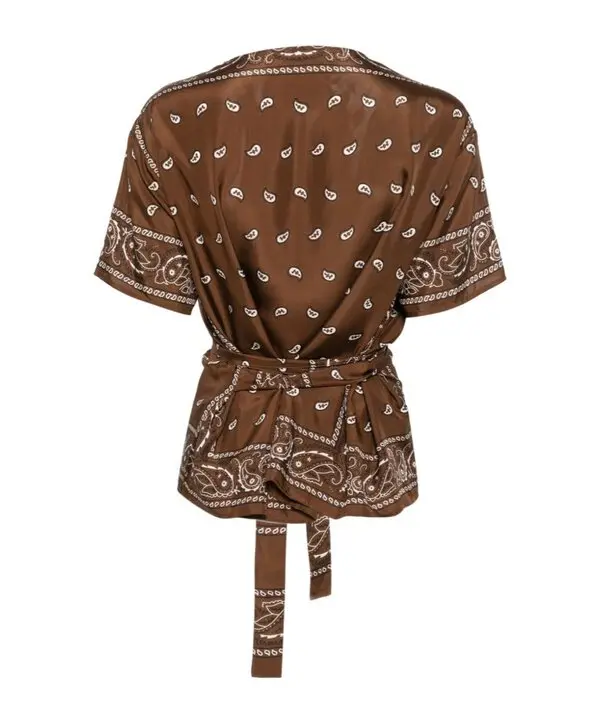 P.a.r.o.s.h Paisley Print Draped Silk Top