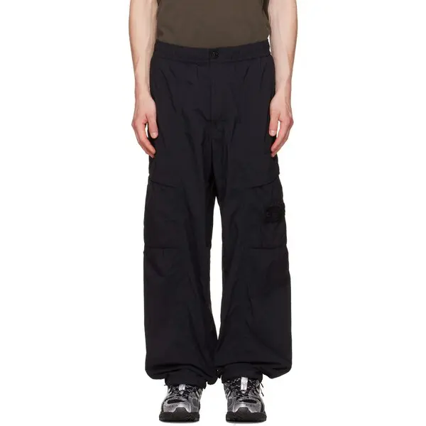 Stone Island Straight Leg Cargo Pants With Crinkled Effect